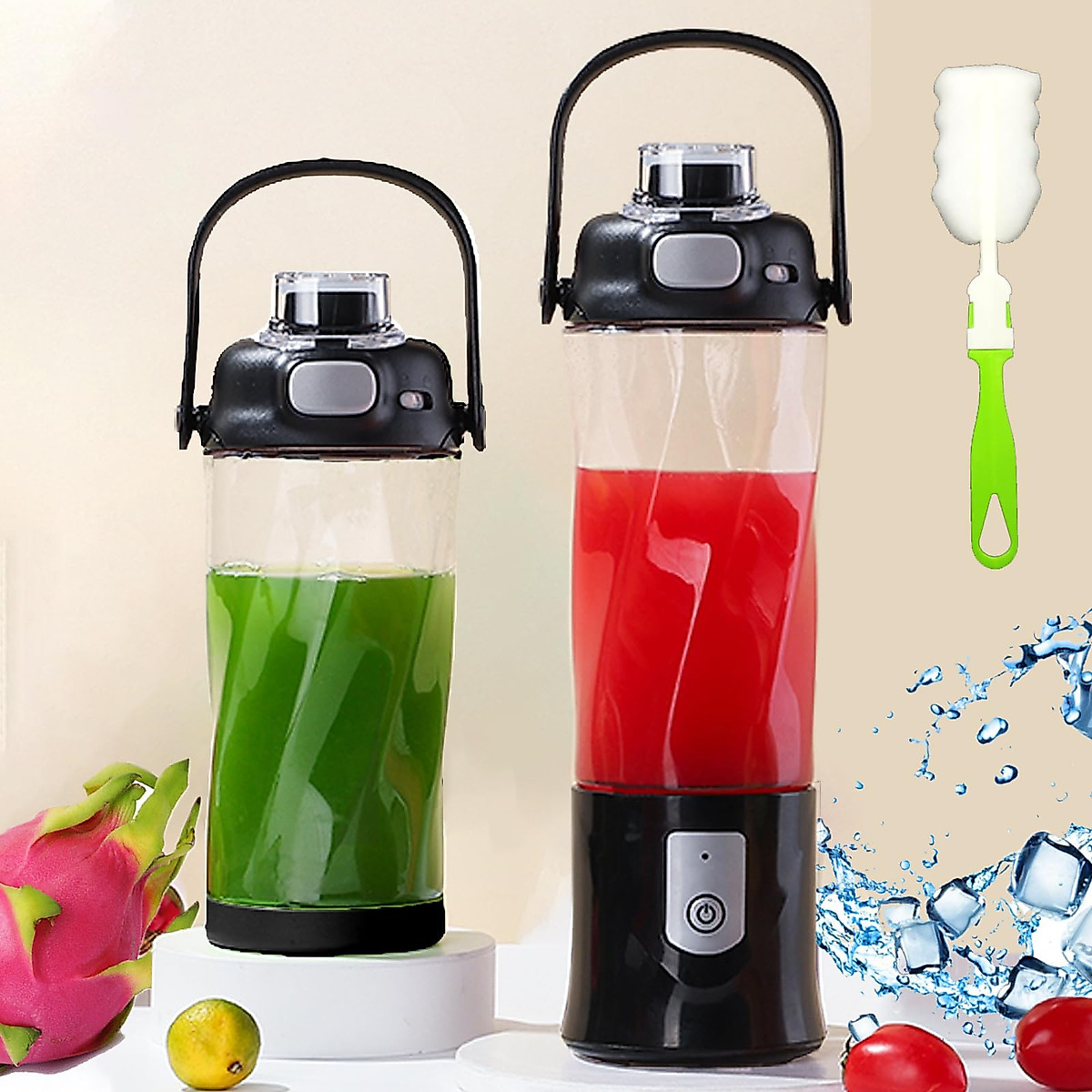 Portable blender 20oz 580ml,Personal blenders for smoothies and crush ice,270W Powerful Portable Mini Blender Cup with Travel Lid and USB Rechargeable for Offic e, Gym, Kitchen (Black)
