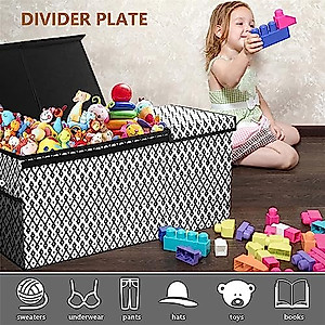 YUNLINLI Toy Box Chest for Boys Girls Toy Organizer and Storage Bins Organizer with Removable Lids Foldable Toy Chest Storage Bin for Playroom Bedroom Large Size 40x14x16inch