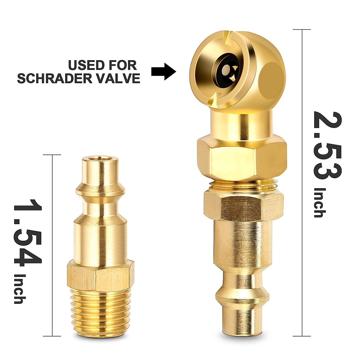 SARDVISA 2-Packs Portable Air Chucks, Solid Metal Closed Ball Air Chuck with 1/4" NPT Standard Quick Plug, Tire Inflator Gauge Nozzle for Air Compressor Accessories