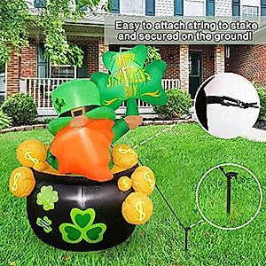 Bunny Chorus 5.3 Ft Inflatable Leprechaun with LED Lights St Patrick's Day Inflatables Outdoor Decorations Irish Themed Inflatable Gnome for Home Indoor Outdoor Yard Lawn Garden