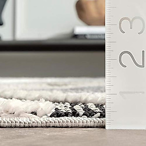 nuLOOM Theola Geometric High-Low Shag Area Rug, 4' x 6', Grey