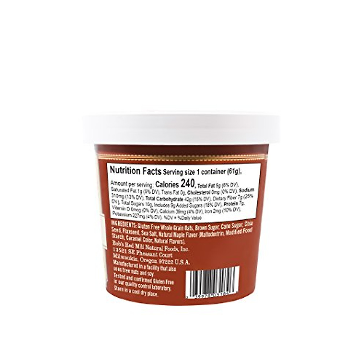 Bob's Red Mill Gluten Free Oatmeal Cup, Maple Brown Sugar, 2.15 Ounce (Pack of 8)