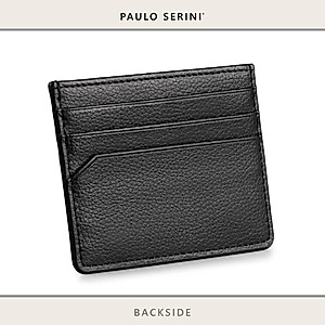 PAULO SERINI® Card Holder for Men & Women - Card Case Unisex with 6 Card Slots & Compartment for Bills - Slim Wallet vegan leather - Onyx Black