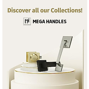 Mega Handles Gold Entry Door Handleset - Single Cylinder Handleset with Lever for Entrance and Front Doors - Modern Door Handles with Design for Left and Right-Handed Doors - Straight Handle
