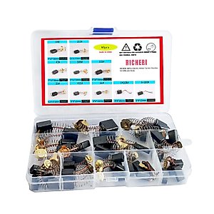 RICHERI 40Pcs Electric Motor Carbon Brushes 10 Different Sizes for Replacement Repair Power Tool Part