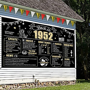71st Birthday Decorations Back in 1952 Banner Backdrop for Men Women, Happy 71 Theme Birthday Sign Background Party Supplies, Black Gold Seventy-one Birthday Photo Poster Party Decor