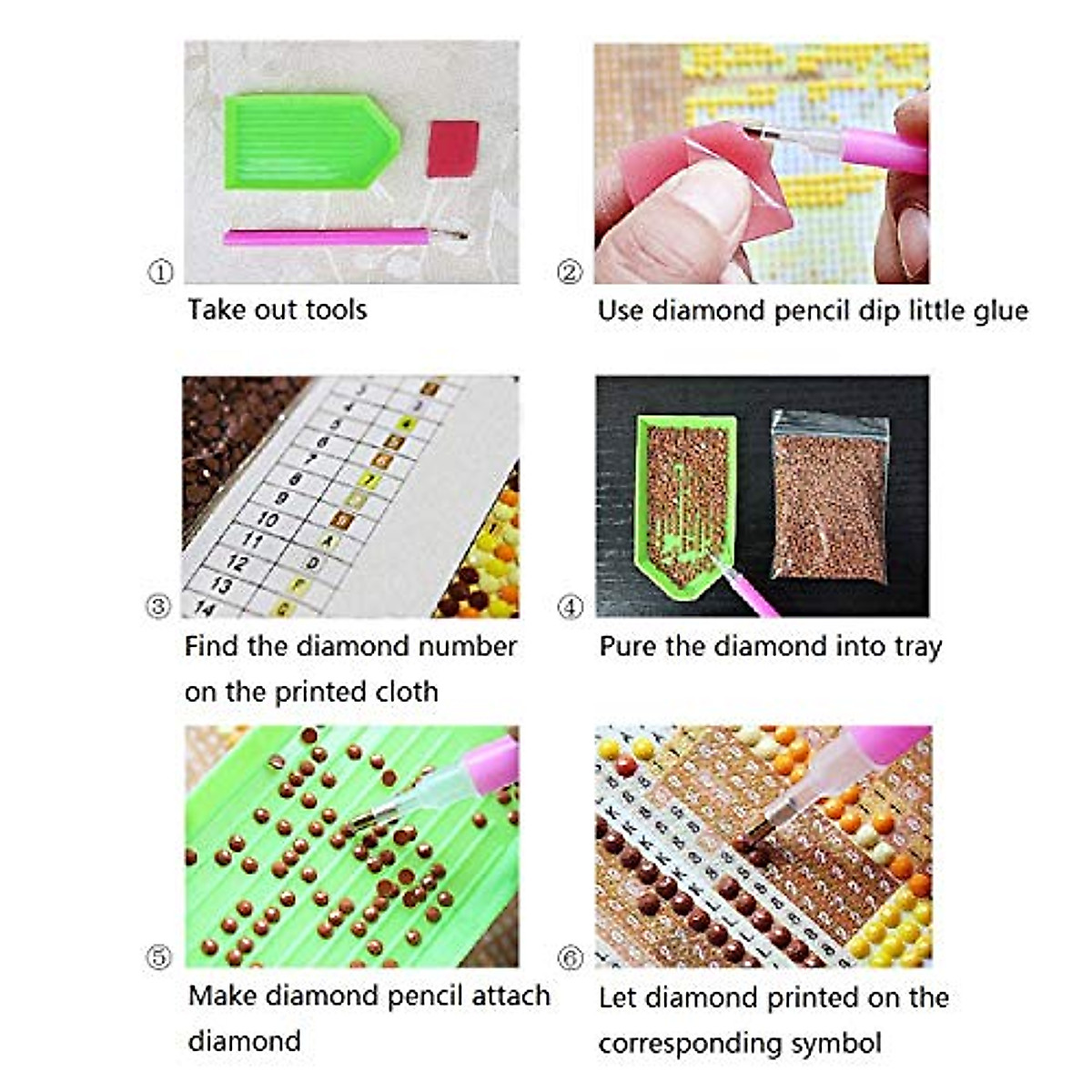 Diamond Painting Kits for Adults and Kids,6 Pack DIY 5D Diamond Painting Kits,Full Drill DIY Animals Paint by Number Diamond Art Paintings Home Wall Decor (16x12inch/40x30cm)