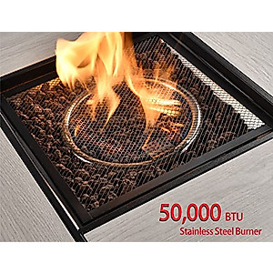 ovios Patio Furniture Set 7 PCS Outdoor Wicker Rattan Sofa Set with 360 Degree Swivel Rocking Chairs 30 Inch Gas Fire Pit Table Garden Backyard Porch (Orange Red-Grey)