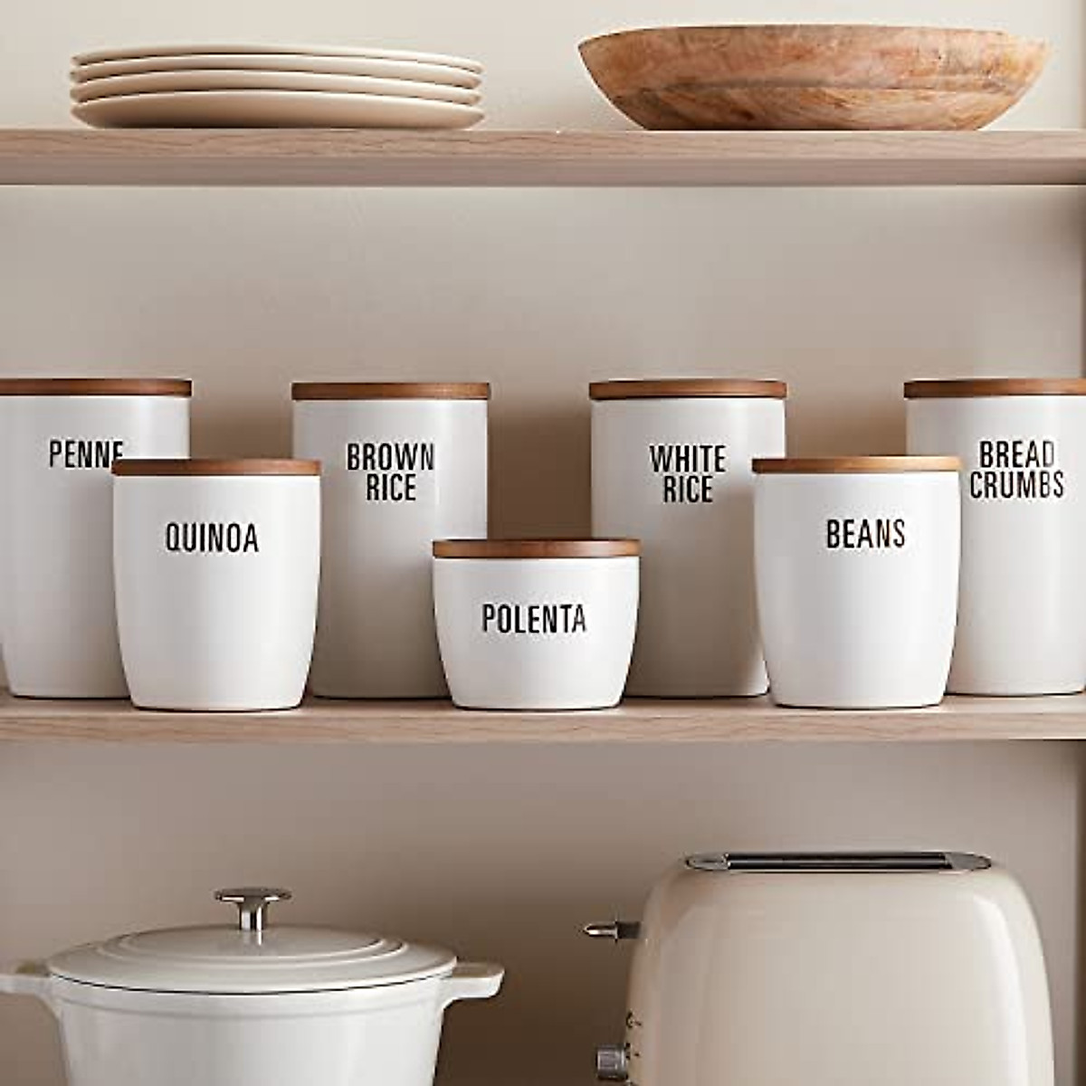 224 Pieces Pantry Labels for Kitchen Canisters, Preprinted Bold Black Font on Clear Stickers for Food Storage Containers and Jars (Water Resistant)