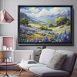 Enchanting Texas, Native Texas Hill Country Bluebonnet Landscape - Fine Art Print Mounted in a White Mat Board