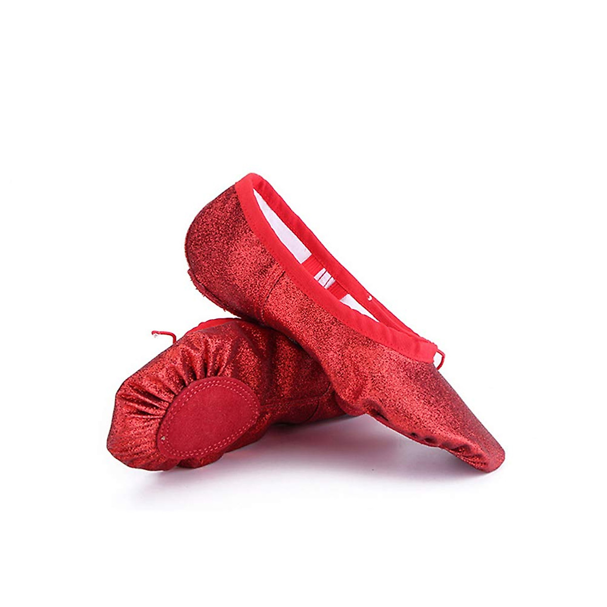 1 Pair Canvas Dance Shoes Shiny Yoga Shoe Full Sole Yoga Shoes Girl Ballet Flats Shoes Kids Glitter Gym Shoes Yoga Flats Sneaker Slippers Dancing Shoes Soles Toddler Foldable Red