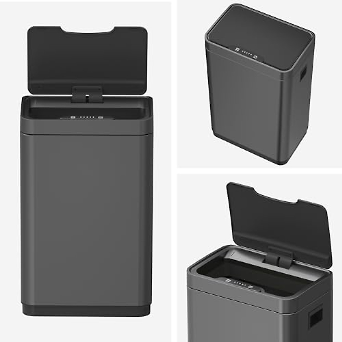 Mbillion Automatic Trash Can Touchless Trash Cans 21 Gallon Motion Sensor Trash Can Stainless Steel Smart Trash Can With Lid Rectangular Touchless Garbage Can for Kitchen Bedroom Home Office Dark Gray