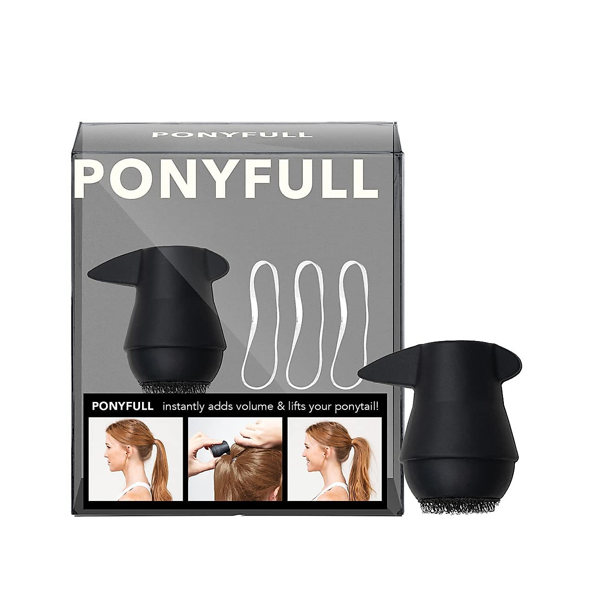 Kitsch PONYFULL Ponytail Volume Enhancer, Volumizing Ponytail Tool, Enhance Ponytail Style for Fine Hair Adds Volume and Lift Perfect for Daily Use & Any Occasion, Hair Accessories for Women (Black)