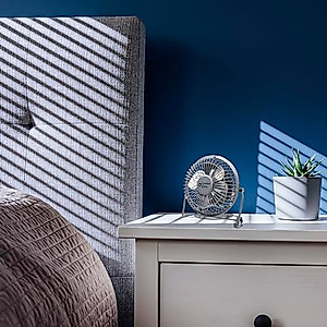 Comfort Zone Mini Portable Desk Fan with 360-Degree Adjustable Tilt, Dual Powered (USB or Power Cord), 4 inch, All-Metal Construction, Airflow 3.31 ft/sec, Ideal for Home, Bedroom & Office, CZHV4BK