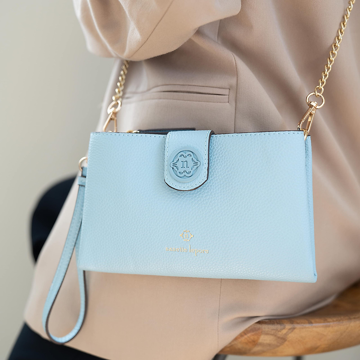 Nanette Lepore Triple Convertible Wallet on a String Ice Blue One Size