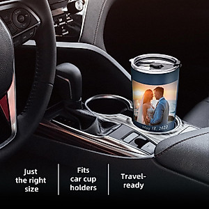 Customizedbee Custom Tumbler Personalized with Picture Name Text & Logo, 20oz Stainless Steel Travel Coffee Mug Cup - Personalized Gifts for Birthday Anniversary Couples Friends Families Office