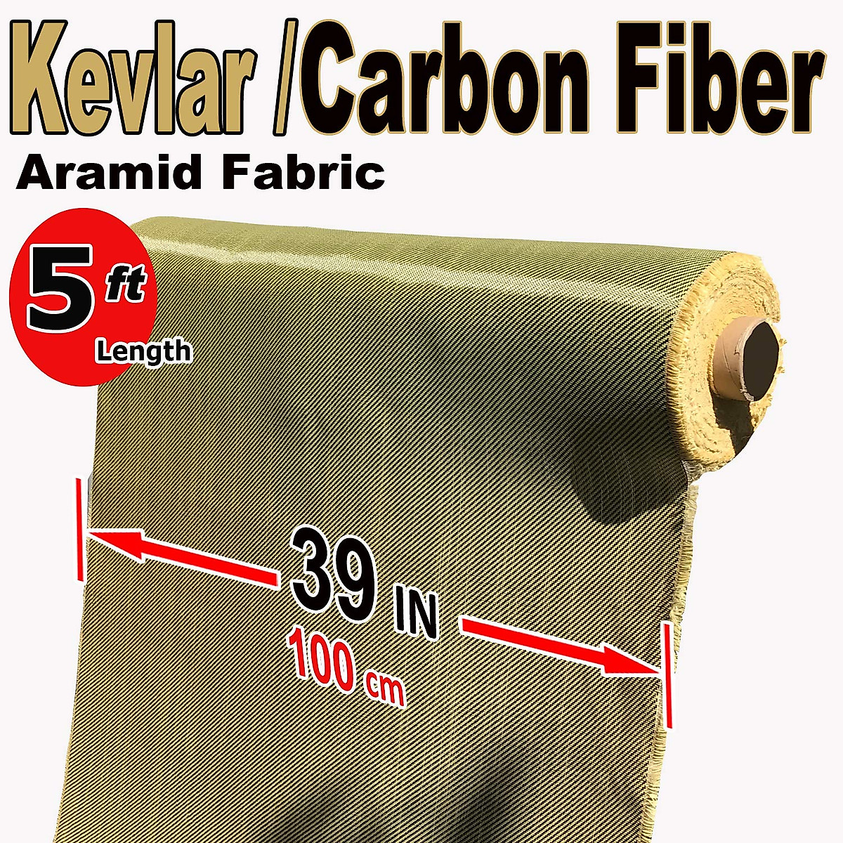 Kevlar Fabric - (YEL-Blk 5 ft x 1 Meter) 2x2 Twill WEAVE-3K/200g