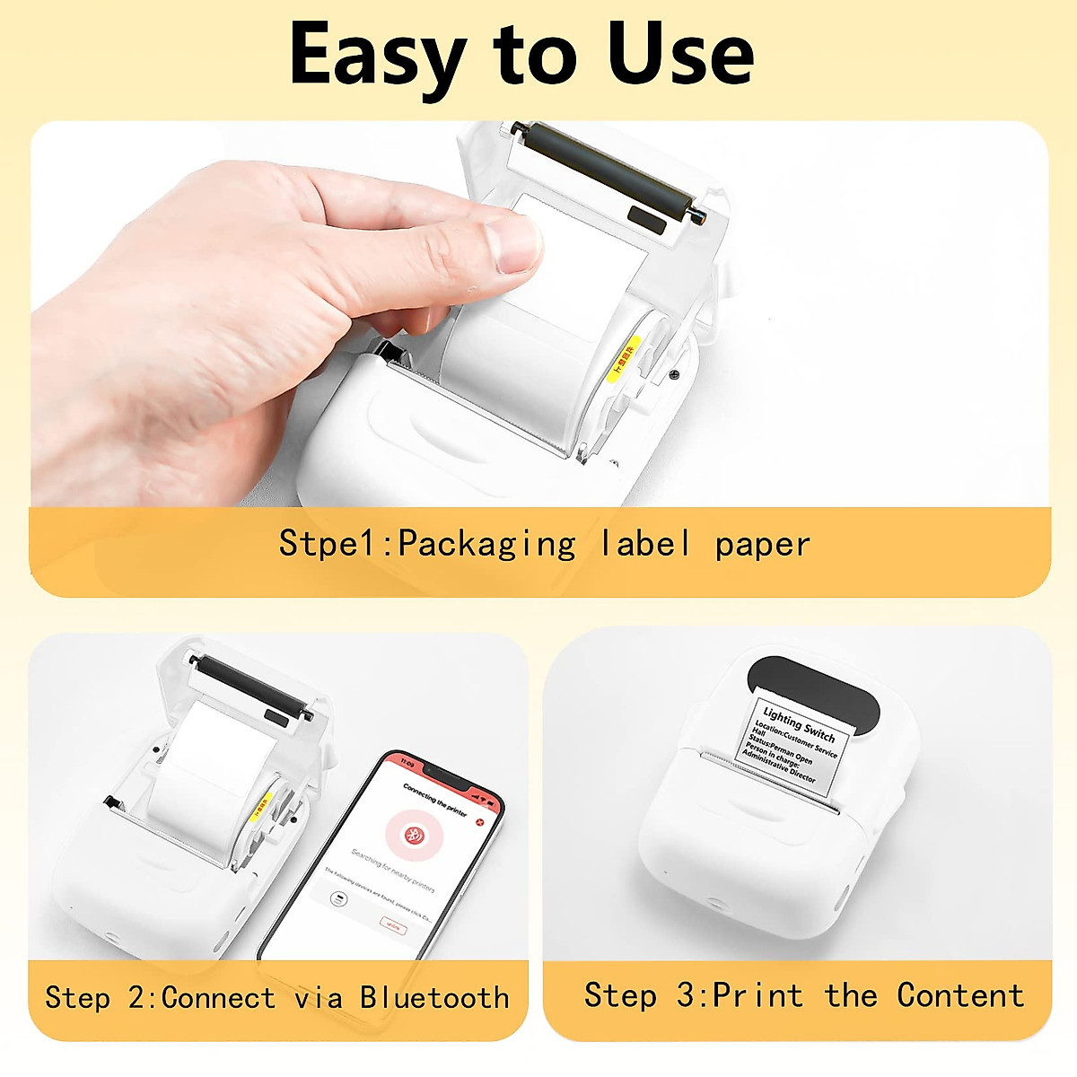 BUTIYOU P50 Thermal Label Maker with Tape,Wireless Bluetooth Label Printer for Barcode, Address,Clothing,Small Business,Home,Portable Sticker Maker Compatible with iOS & Android
