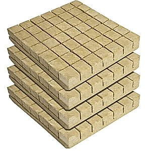 Future Way 1.5" Rockwool Cubes with Holes, Starter Plugs for Hydroponics, Easy to Transplant and Cut by Scissors, 4 Sheets of 49 Plugs, 196 Plugs Total
