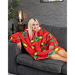 Friends Central Perk Vuddie Oversized Blanket Hoodie Women Ladies Red Fleece One Size