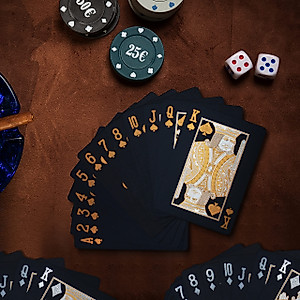 INTEGEAR 2 Decks of Playing Cards, Gold 3D Embossed Patterned Poker Cards Plastic PET Waterproof Playing Cards Luxury Magic Trick Game Tool Gift Reusable Party Decoration