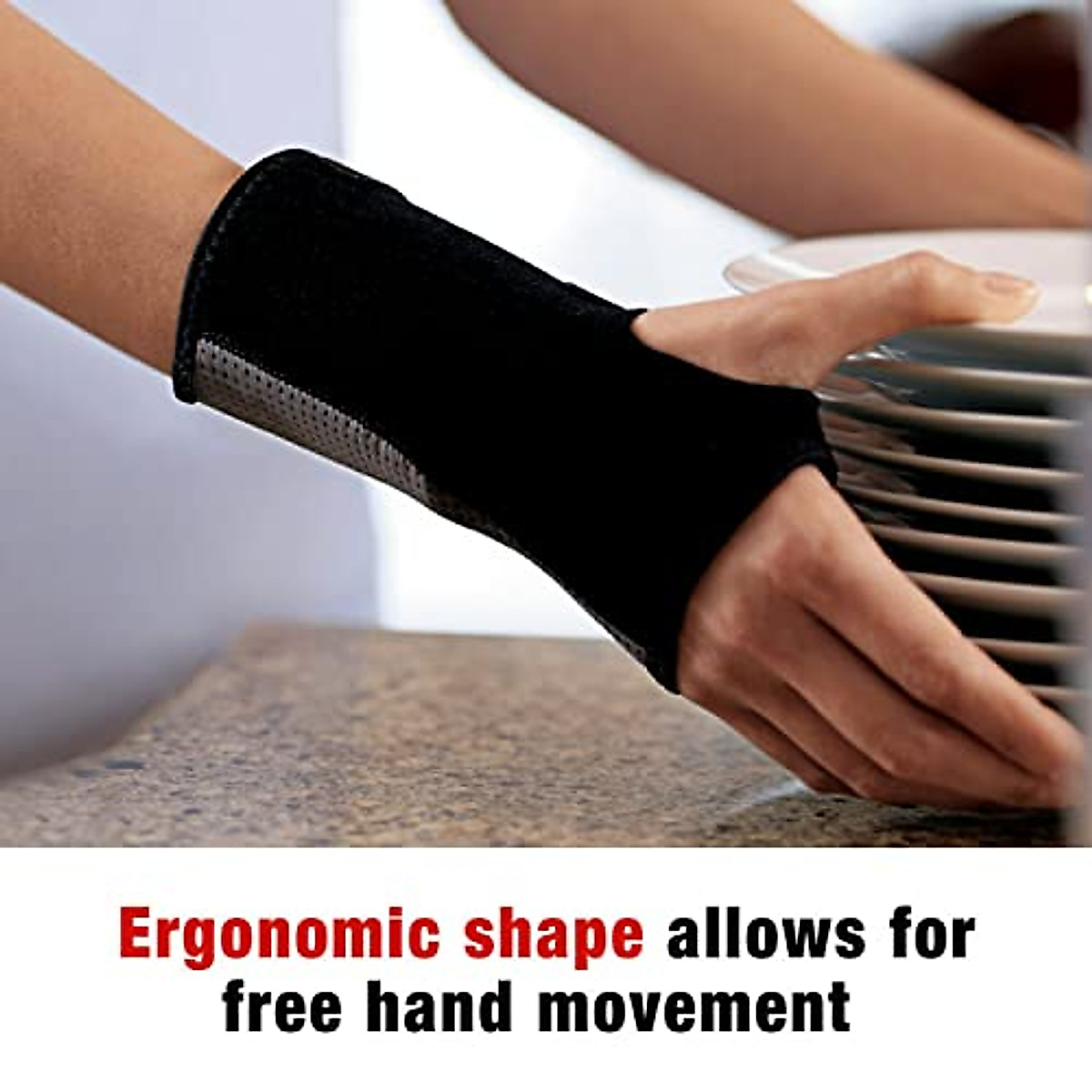 ACE Reversible Splint Wrist Brace, Provides moderate-stabilizing support to sore, weak and injured wrists, Adjustable, Gray, 1/Pack