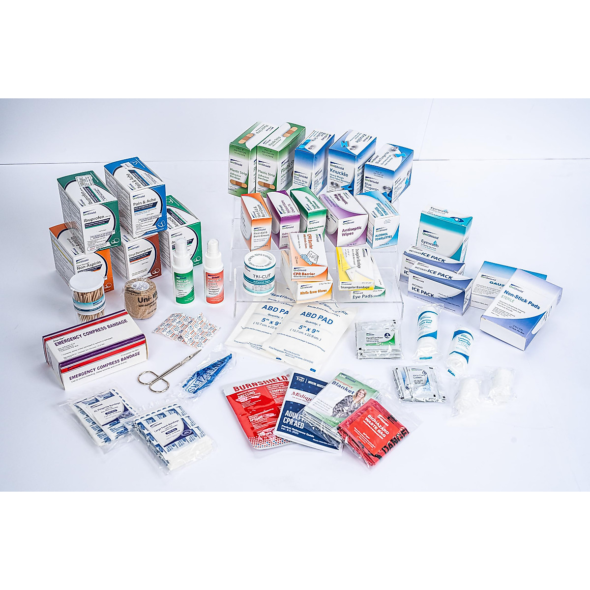 UniShield Restaurant Metal First Aid Cabinet, Wall Mountable (Class A with Tablets, Refills | Without Cabinet)