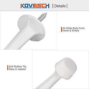 KOVOSCH 10 Pack Solid Rigid Door Stops - Heavy Duty Door Stoppers Wall Protector with Soft Rubber Tips, White