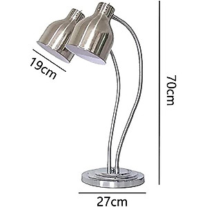 QQXX 360°Rotation Double Bulbs Food Warmer Lamp,Metal Double Bulbs Buffet Display Heating Preservation E27 Food Heat Lamp,Portable Food Lamps Commercial Fries Fried Food Heating lamp(220-250V)