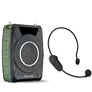 Portable Bluetooth Voice Amplifier with Wireless Mic Headset, Waterproof Personal Microphone with Speaker Portable PA System, 20W Loudly Megaphone for Teachers, Safety Drills, Outdoors Indoors