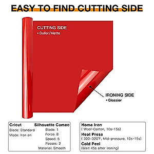 HTVRONT HTV Heat Transfer Vinyl Bundle (12 Pack) - 12 Inch by 5 Feet HTV Vinyl Rolls, Easy to Cut Iron on Vinyl for Cricut & Cameo, Easy to Weed Heat Transfer Vinyl