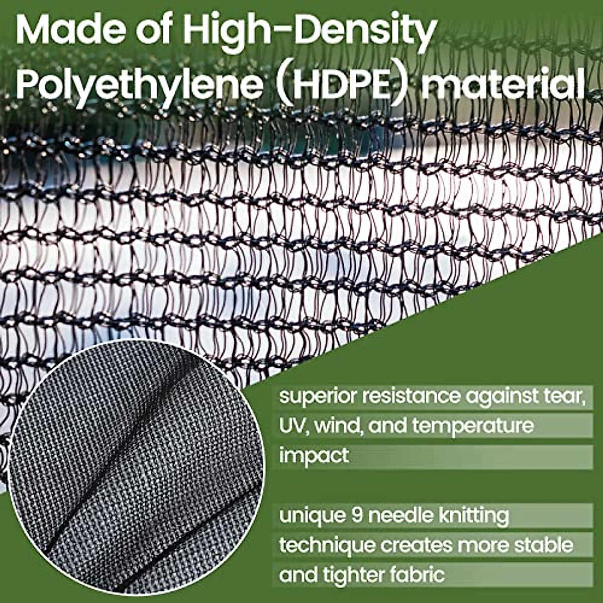 Windscreensupplyco 60-70% 8 FT X 10 FT Mesh Tarp/Shade Cloth 9-Needle Knitted Heavy Duty Black with Grommets for Green House, Garden, pergola, Pools, Dump Truck