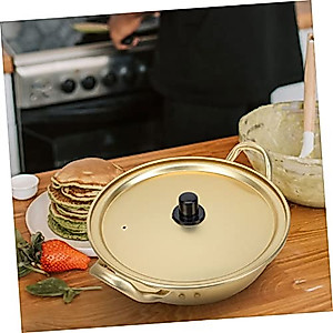 Yardwe Pot Instant Hotpot Asian Steamer Nonstick Cookware Korean Ramyun Pot Ramen Soup Pot Korean Ramen Soup Pot Instant Noodles Pot with Cover Cooking Hot Pot Quick Heating Ramen Pot