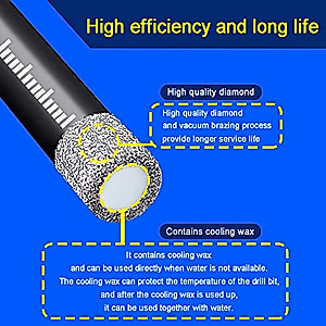 6 PCS Dry Diamond Drill Bits Set，Diamond Hole Saw Set for Granite, Glass, Ceramic, Tile, Marble, Porcelain - 1/4", 5/16", 3/8",1/2",9/16" Tile Drill Bits & 1/4 Carbide Drill Bit