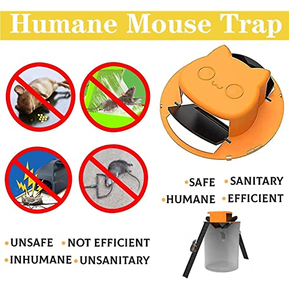 3 Packs Mouse Trap Bucket Lid Mouse Traps Indoor for Home Mice Traps for House Indoor Rat Traps Indoor Humane Mouse Traps Indoor for Home Rat Trap Indoor No See Kill