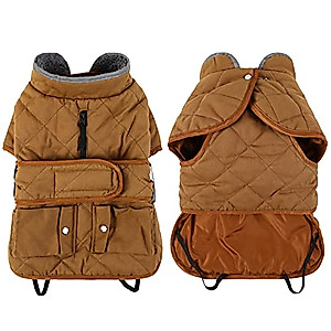 ASENKU Dog Coat for Winter Waterproof Dog Winter Coat Dog Jacket, Dog Hunting Vest for Small Medium and Large Dogs with Pocket & Zipper Leash Hook