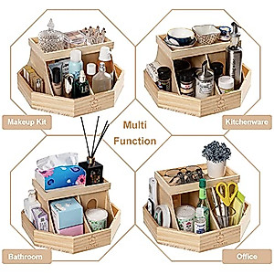 ECOADE Wooden Diaper Caddy Organizer - 360 Degrees Rotating Caddy with Removable Dividers, Nursery Diaper Organizer