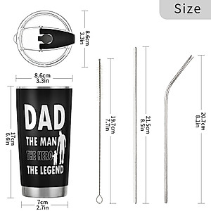JUDIAN Gifts for Dad - Father's Day and Birthday Tumbler Cup - 20oz Travel Coffee Mug From Daughter or Son