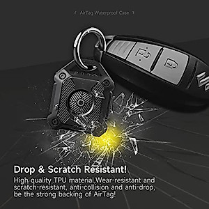 Waterproof AirTag Holder, AirTag Case with Keychain, Screw Full Cover, 360° Full Protection,Durable Anti-Scratches Secure Holder Case Protect for Apple AirTag Tracker(Black1Pack)