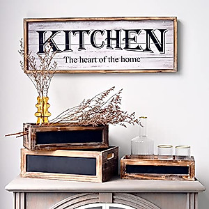 MODE HOME Set of 3 Large Torched Wood Decorative Storage Crates with Chalkboard, Nesting Wooden Crates for Display Rustic, Farmhouse Wooden Storage Container Boxes Made from 100% Wood