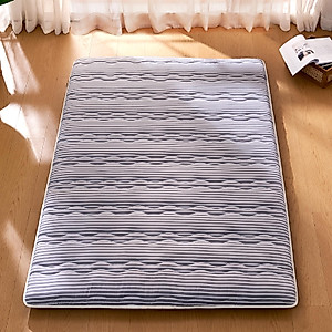jzbearapt Japanese Floor Mattress, Futon Mattress Foldable, 100% High-Density Premium Foam, Thicken Tatami Mat Portable Dormitory Sleeping Pad, Small Single Size 75" X 25", Grey Stripes