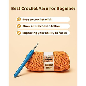 Craftori EZYarn - Crochet & Knitting Yarn for Beginners - Easy-to-See Stitches Cotton Nylon Blend Medium #4 Yarn (200g)