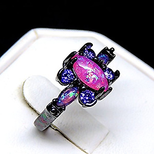 Logan Butterfly Ring for Women by Ginger Lyne | Pink Simulated Fire Opal Purple CZ Promise Ring for Her