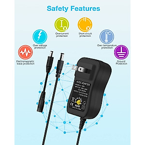 Aclorol 36W Universal AC/DC Power Adapter 3~12V 3A Adjustable Power Supply 100V-240V AC to DC 3V-12V 9V 7.5V 6V 5V 4.5V 3V 3A 2.5A 2A 1A Converter Switching with Polarity Converter & 14 Tips