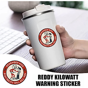 20 Pcs/Pack Reddy Kilowatt Remember Kids Electricity Will Kill You Sticker, Reddy Kilowatt Warning Caution, Funny Reddy Kilowatt Sticker Decal for Electrician Hard Hat Laptop Water Bottle Car Helmet