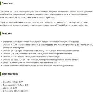 Waveshare Sense HAT (B) for Raspberry Pi Onboard Multi Powerful Sensors Supports External Sensors
