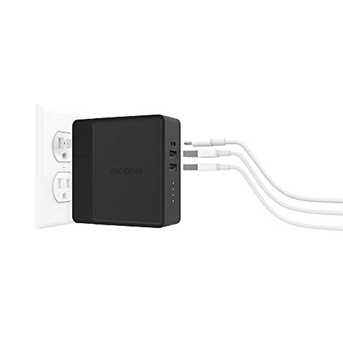 Mophie powerstation hub - Portable battery hub with foldable AC power prongs - Compatible with Qi-enabled devices, smartphones, tablets, and other USB devices - Black (401102474)