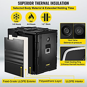 VEVOR Insulated Food Pan Carrier, 82 Qt Hot Box for Catering, LLDPE Food Box Carrier w/One-Piece Buckle & Insulated Food Pan Carrier, 82 Qt Hot Box LLDPE Food Box Carrier w/Double Buckles, Black