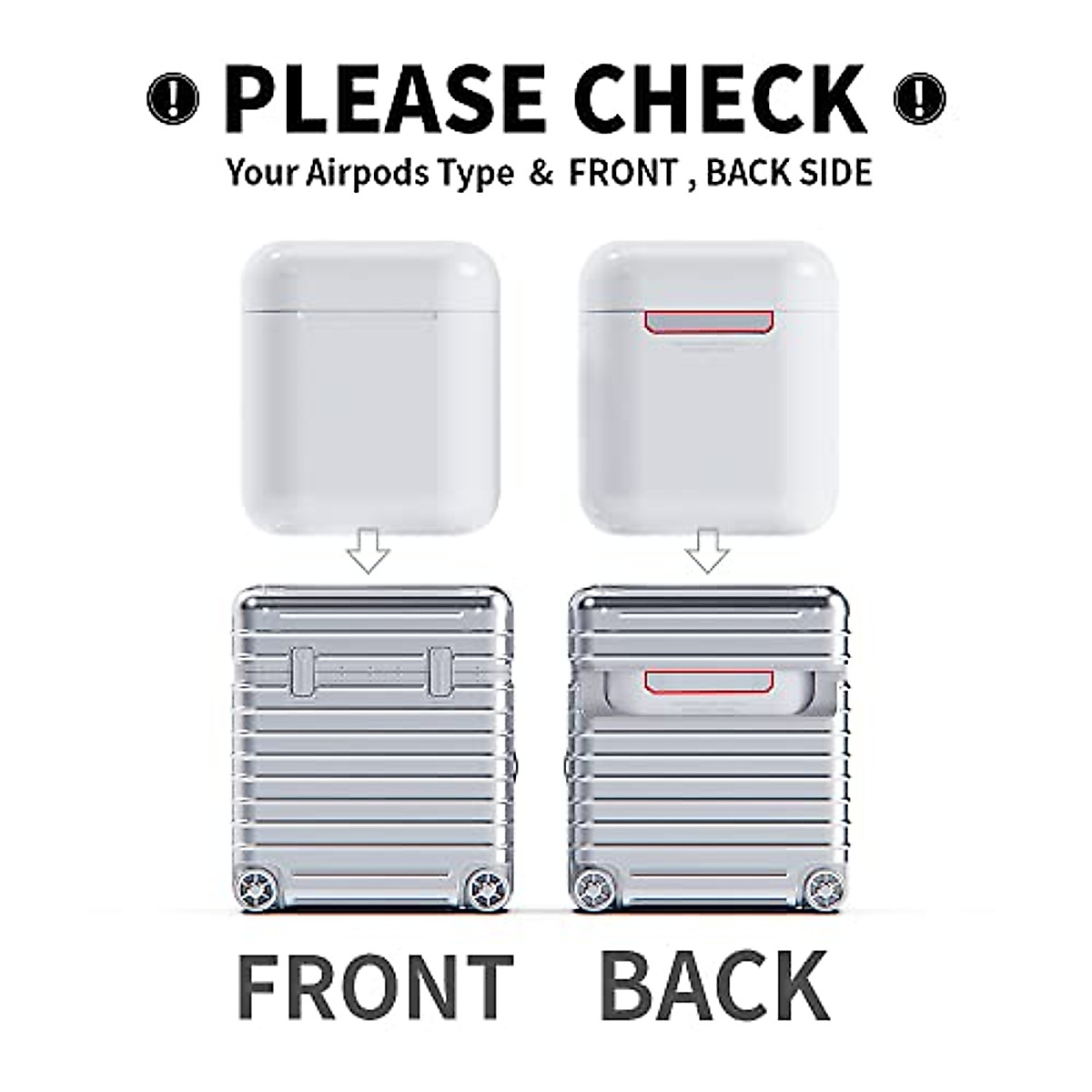 miak Airpods Case Cover, Protective Case with Keychain for Apple Airpods 2nd & 1st Generation, Silver