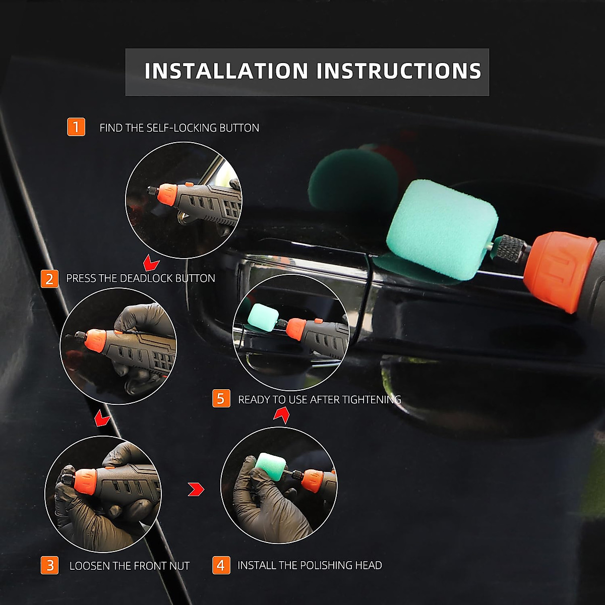 Cordless Rotary Tool, SPTA Cordless Mini Car Polisher, 36Pcs 12V Li-ion Battery IVT 5,000-25,000 RPM Small Buffer Polisher Polishing Foam Pad Set for Polishing Sanding